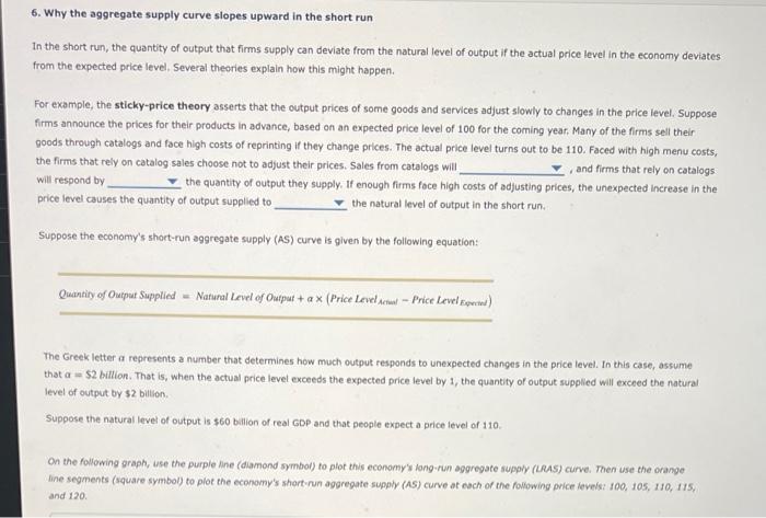 Solved why the aggregate supply curve slopes upward in the | Chegg.com