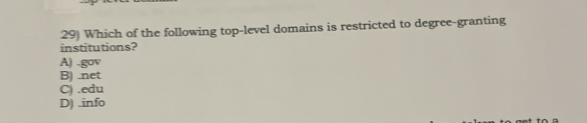 Solved Which of the following top-level domains is | Chegg.com