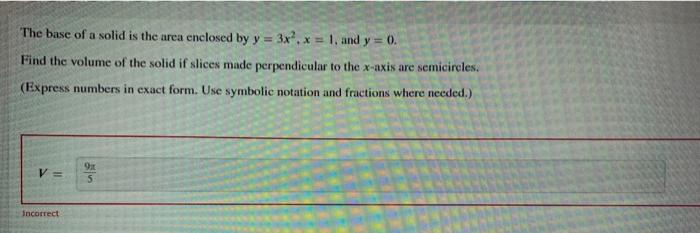 Solved The base of a solid is enclosed by the graphs of y=x | Chegg.com