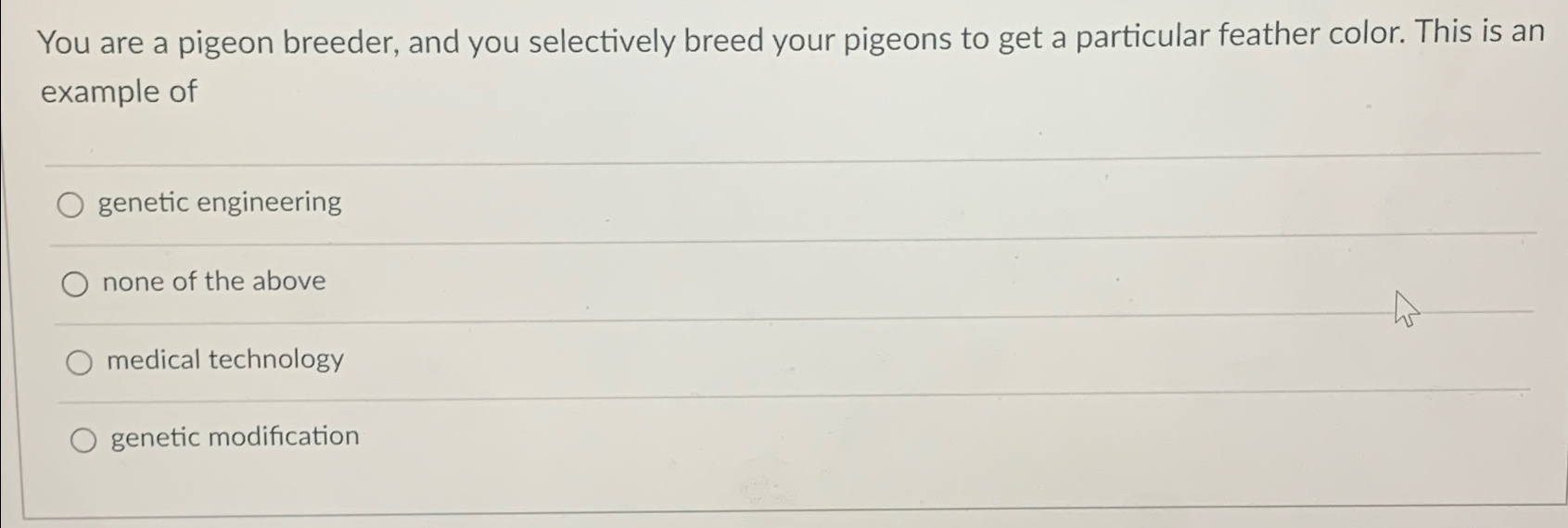 Solved You are a pigeon breeder, and you selectively breed | Chegg.com