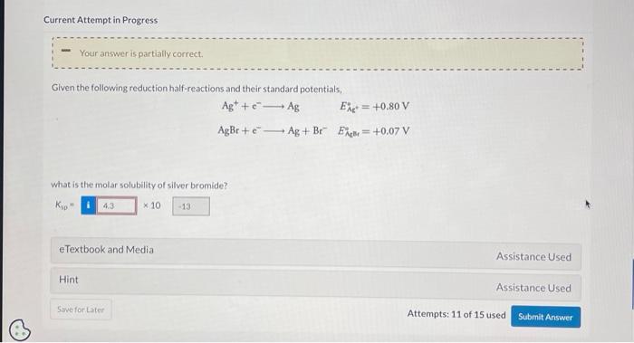 Solved Given The Following Reduction Half Reactions And