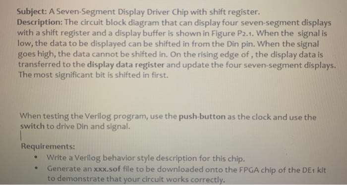 Subject: A Seven-Segment Display Driver Chip with | Chegg.com