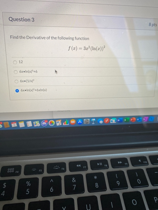 Solved Question 3 8pt Find the Derivative of the following | Chegg.com