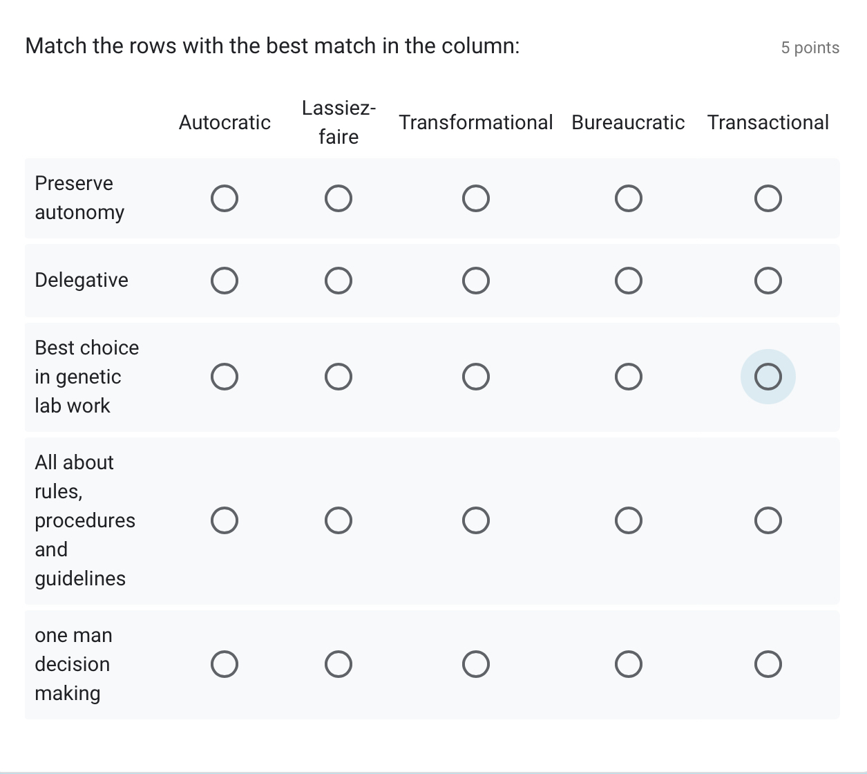 Solved Match the rows with the best match in the column:5 | Chegg.com