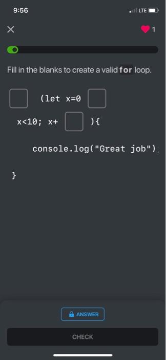 Fill In The Blanks To Create A Valid For Loop 