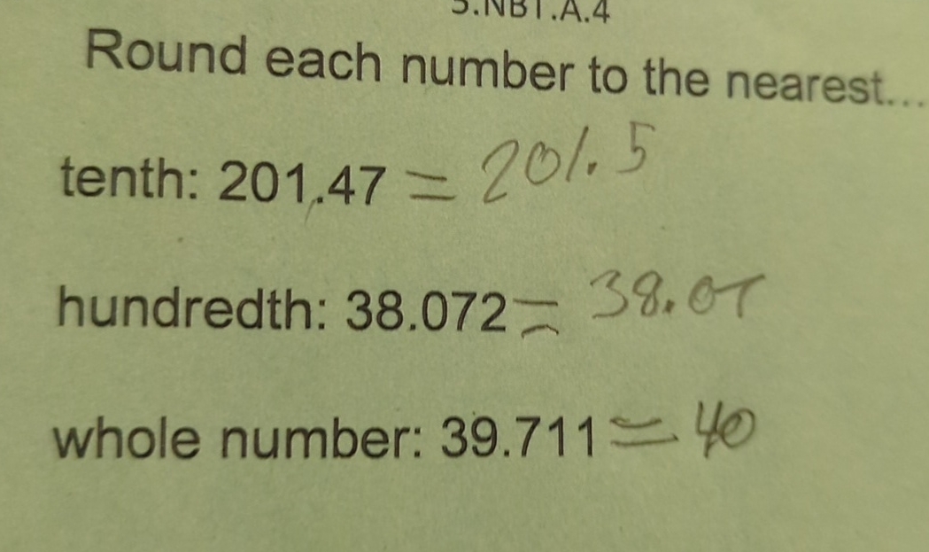 Solved Round each number to the nearest.. tenth: 201.47=20.5 | Chegg.com