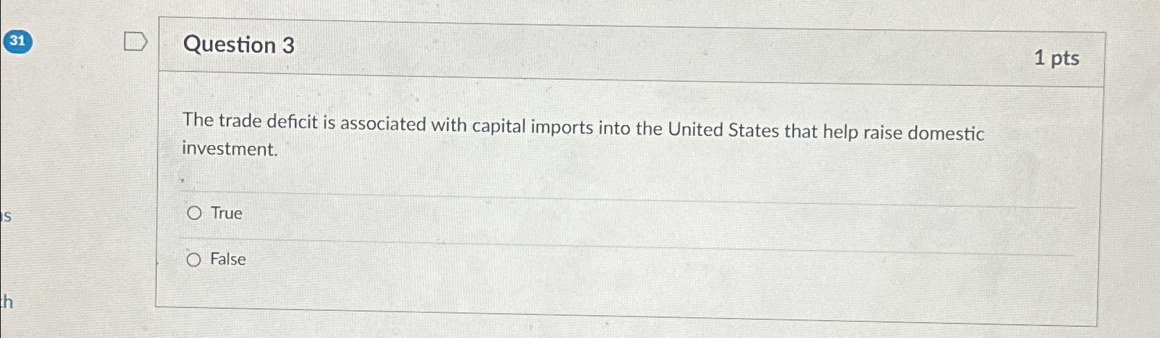 Solved 31Question 31 ptsThe trade deficit is associated | Chegg.com Solved 31Question 31 ptsThe trade deficit is associated | Chegg.com