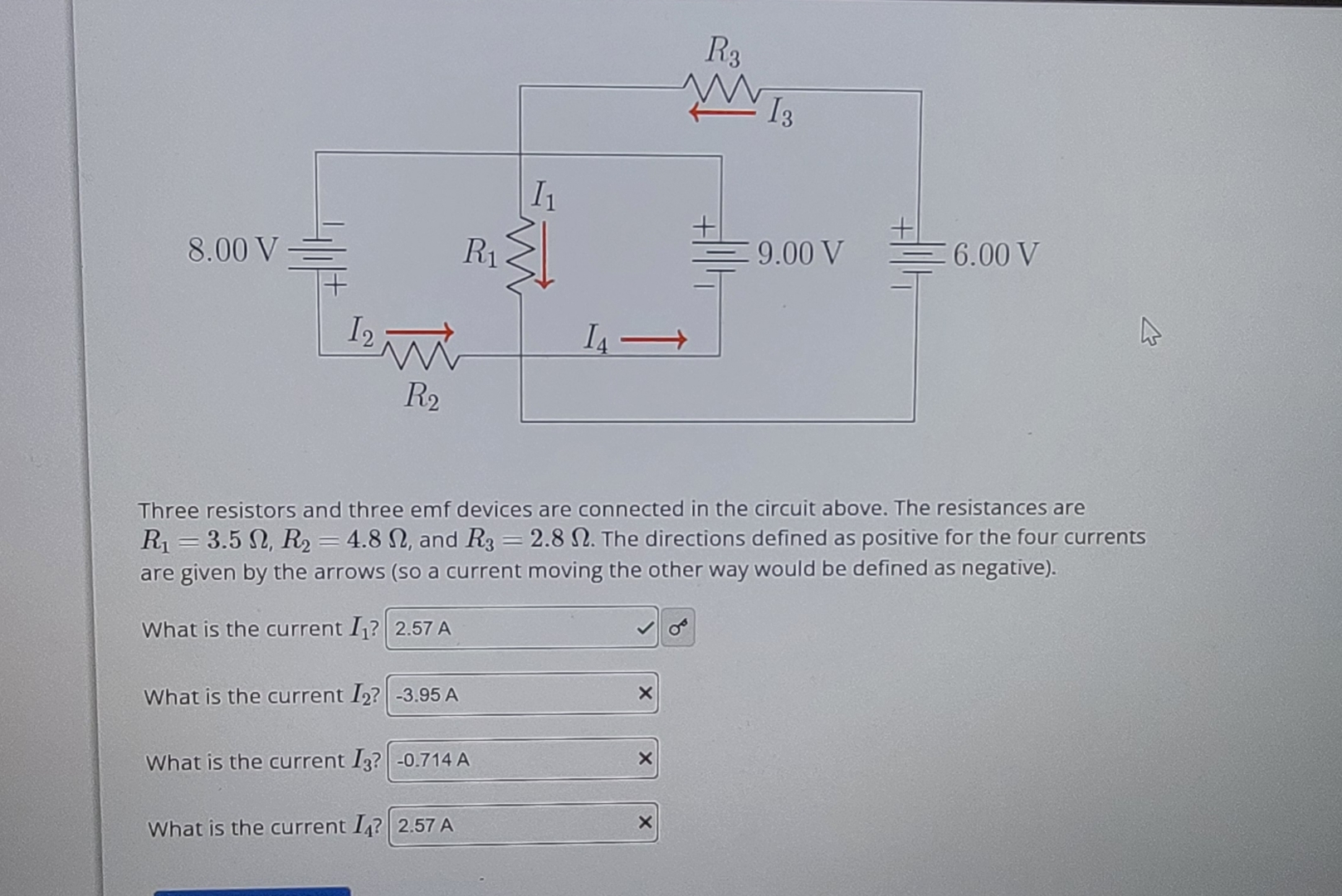 Solved Three resistors and three emf devices are connected | Chegg.com