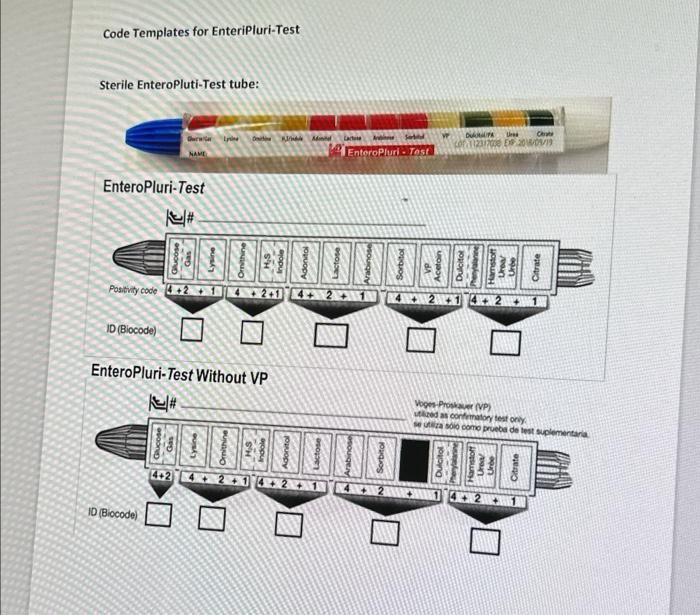 Solved Sterile EnteroPluti-Test tube: EnteroPluri-Test | Chegg.com