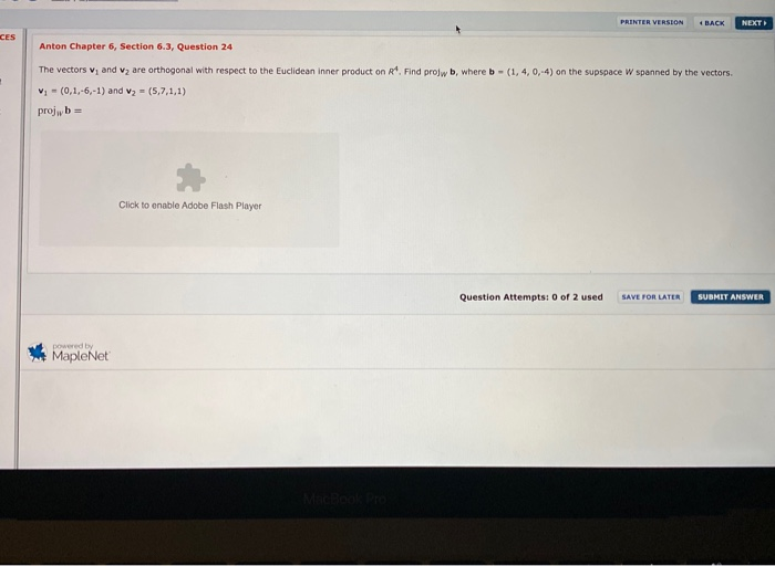 Solved PRINTER VERSION BACK NEXT Anton Chapter 6, Section | Chegg.com