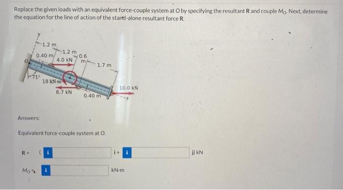 Solved Replace the given loads with an equivalent | Chegg.com