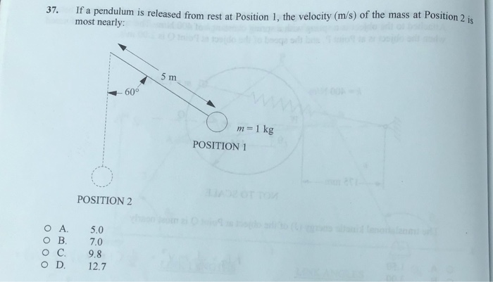 Solved 37. If a pendulum is released from rest at Position | Chegg.com