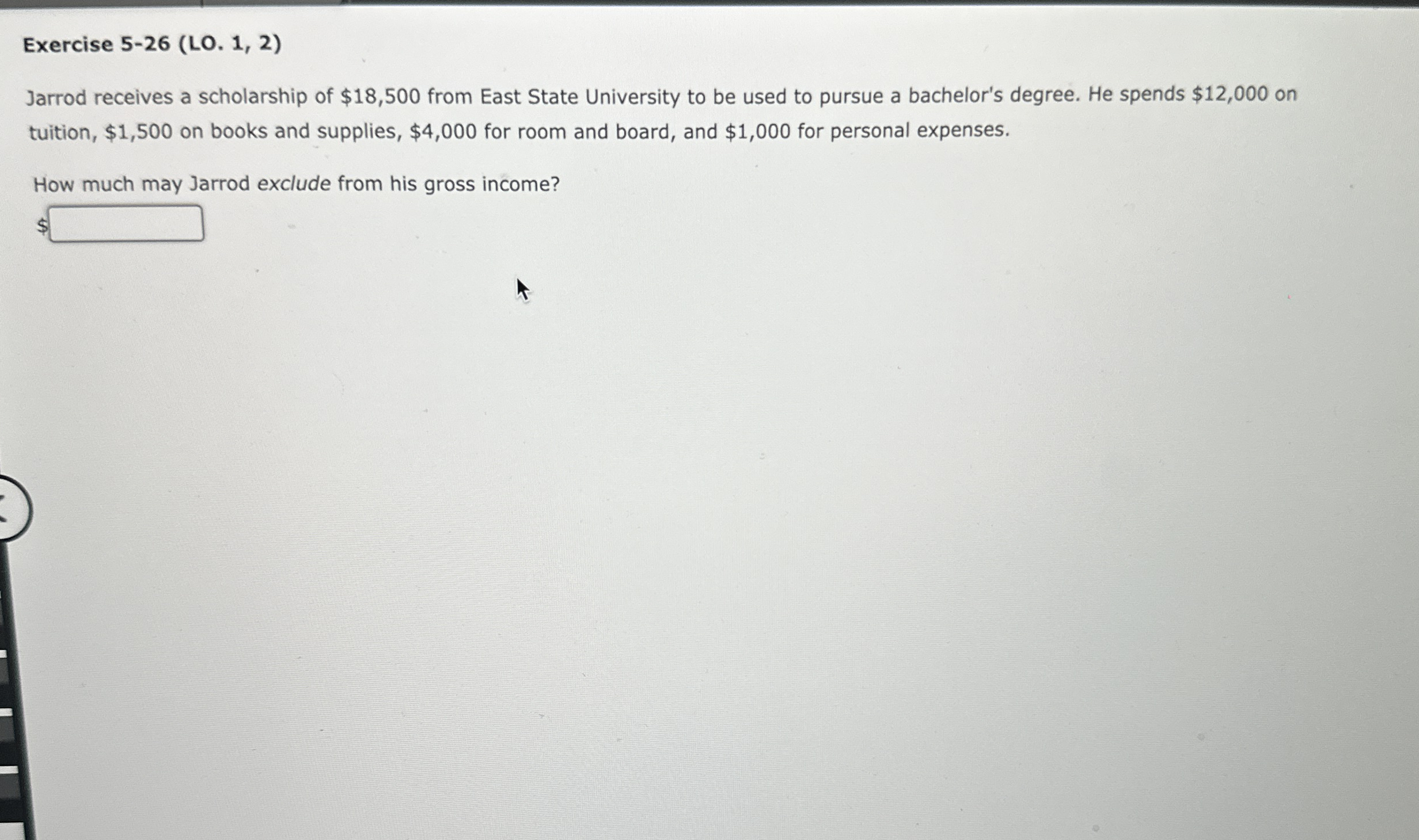 Solved Exercise 5-26 (LO. 1, 2)Jarrod receives a scholarship | Chegg.com