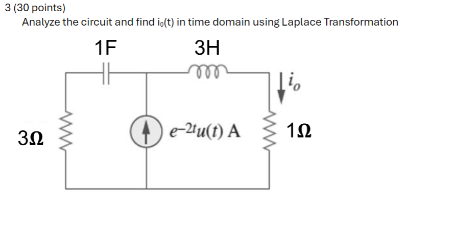 Solved (30 ﻿points)Find the transfer function H(s)=V0Vs ﻿for | Chegg.com