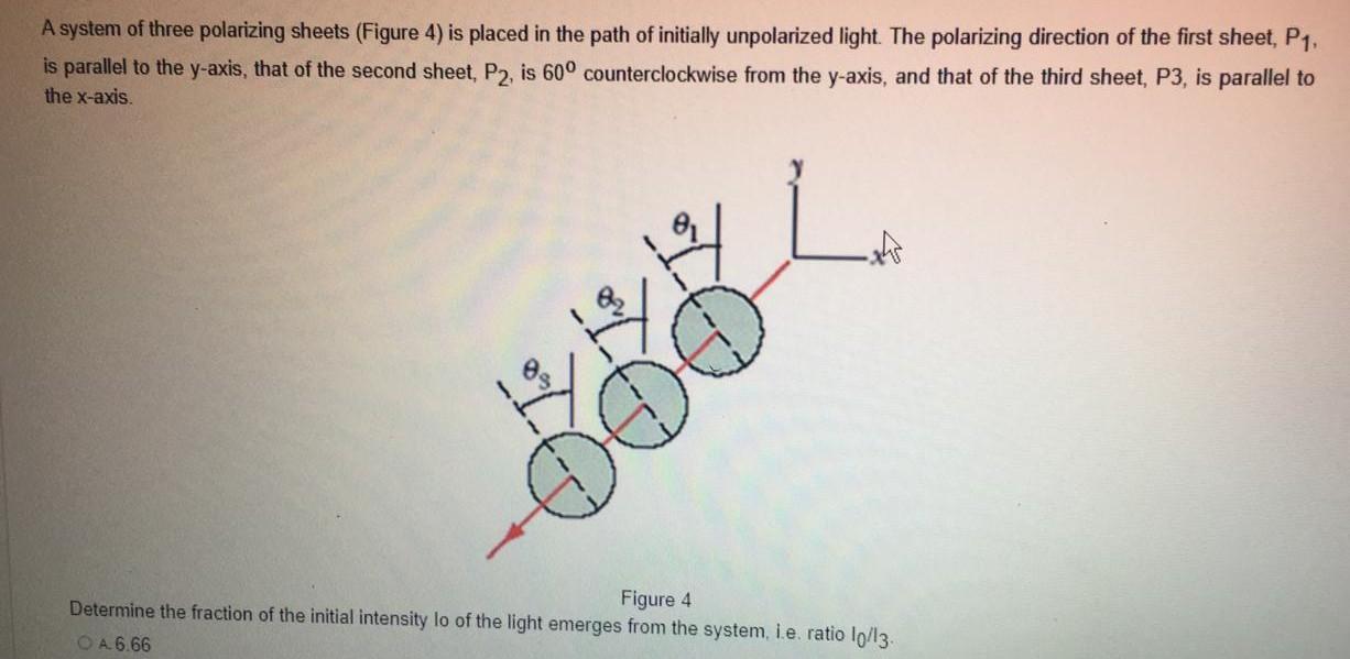 Solved A system of three polarizing sheets (Figure 4) is | Chegg.com