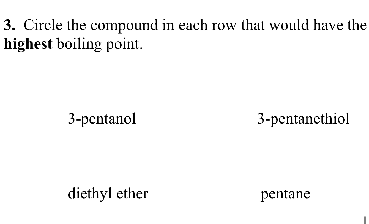 Solved Circle the compound in each row that would have the | Chegg.com