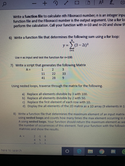 Solved - + ODA ho Write a function file to calculate nth | Chegg.com
