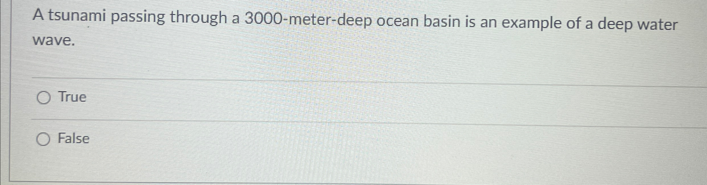 Solved A tsunami passing through a 3000 -meter-deep ocean | Chegg.com