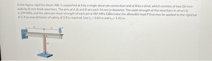 Solved In the figure, rigid tee-beam ABC is supported at A | Chegg.com