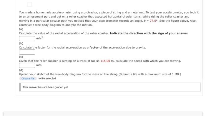 Solved You made a homemade accelerometer using a protractor, | Chegg.com