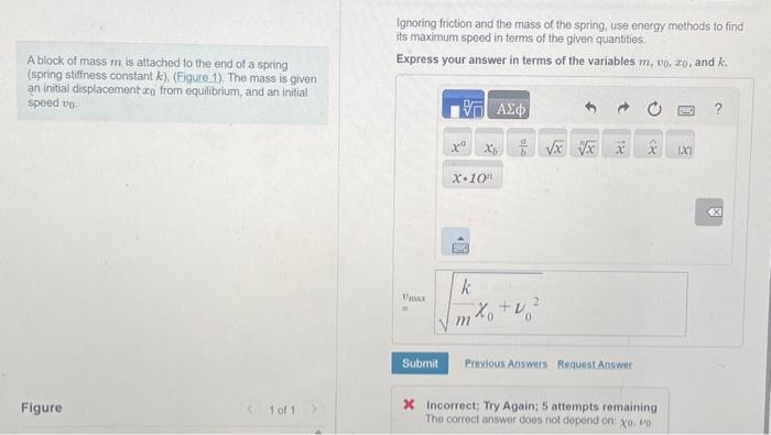 Solved Ignoring friction and the mass of the spring, use | Chegg.com