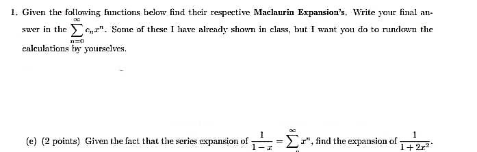 Solved 1 Given The Following Functions Below Find Their 