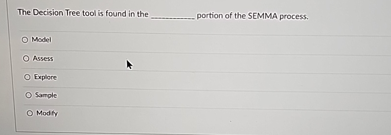 Solved The Decision Tree tool is found in the portion of the | Chegg.com