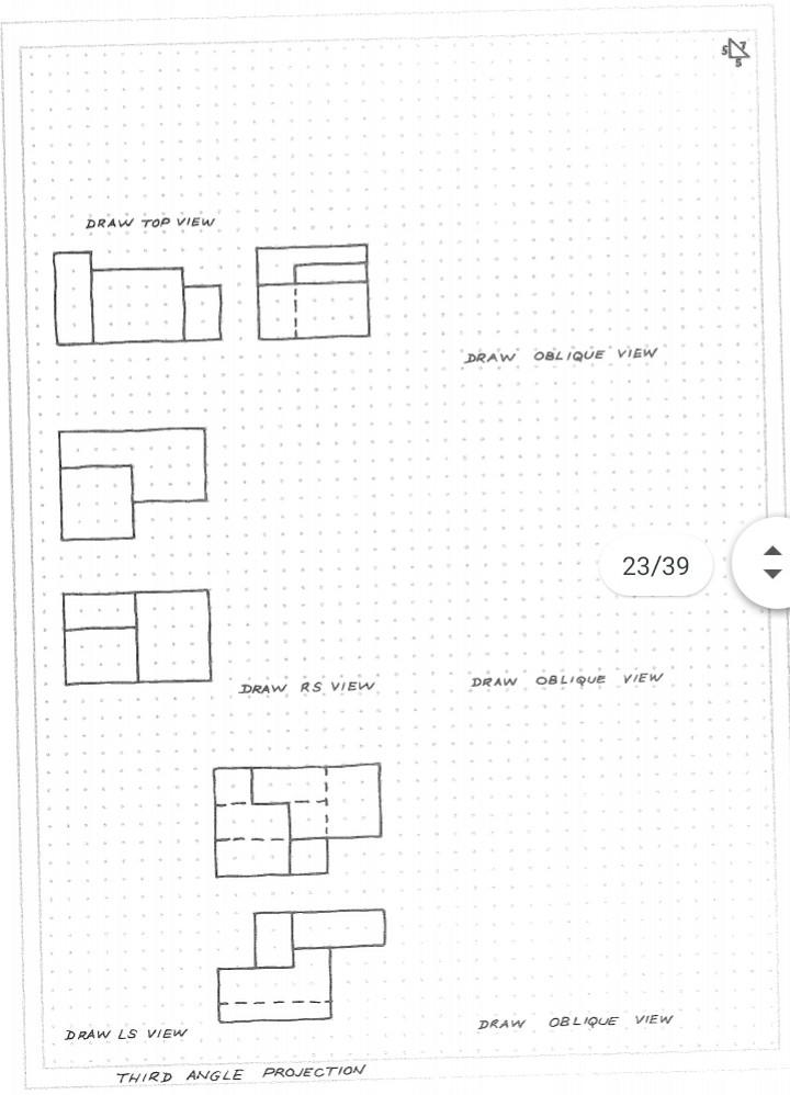 Solved DRAW TOP VIEW DRAW OBLIQUE VIEW 23/39 DRAW OBLIQUE | Chegg.com