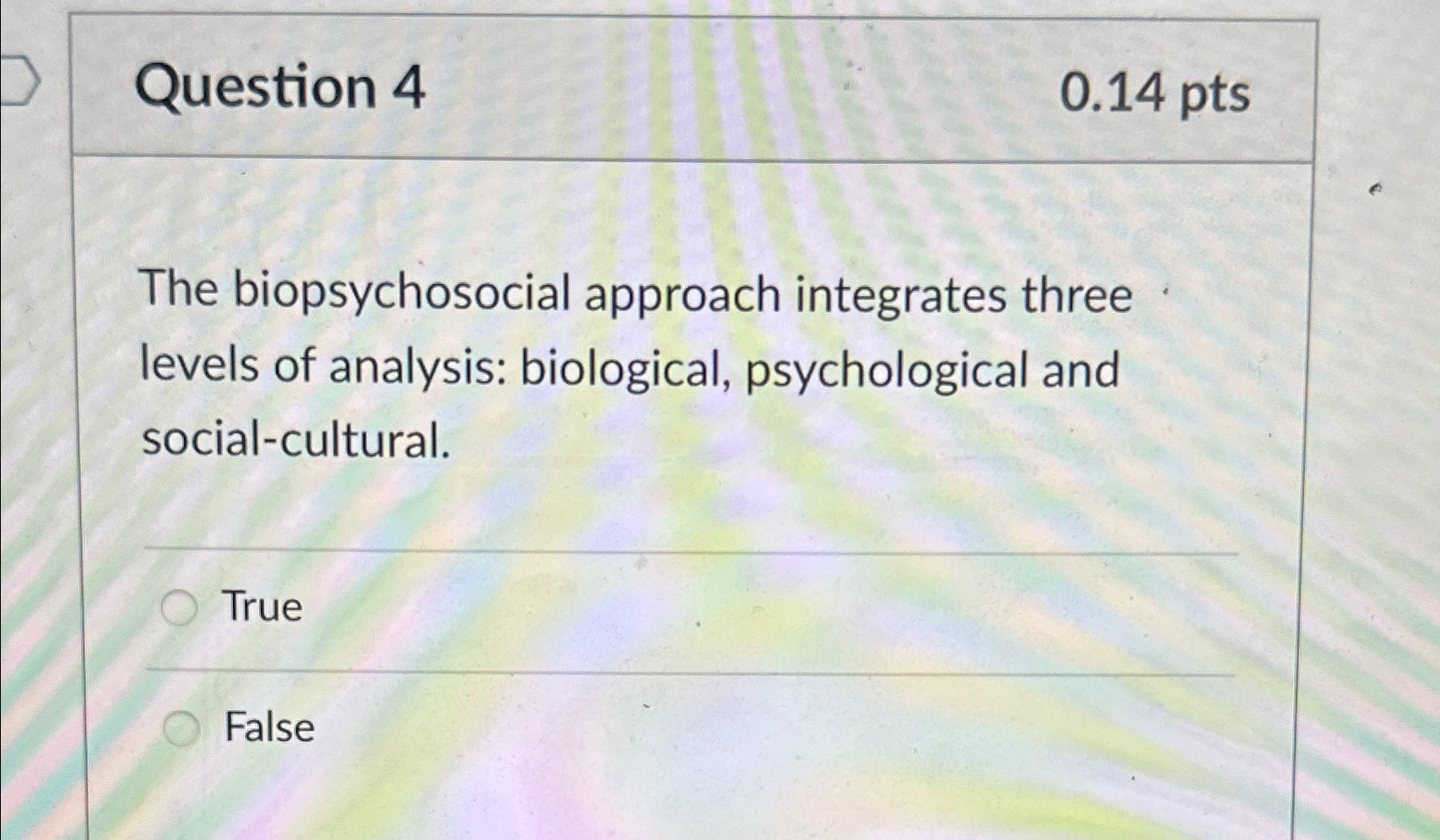 Solved Question 40.14 ﻿ptsThe biopsychosocial approach | Chegg.com