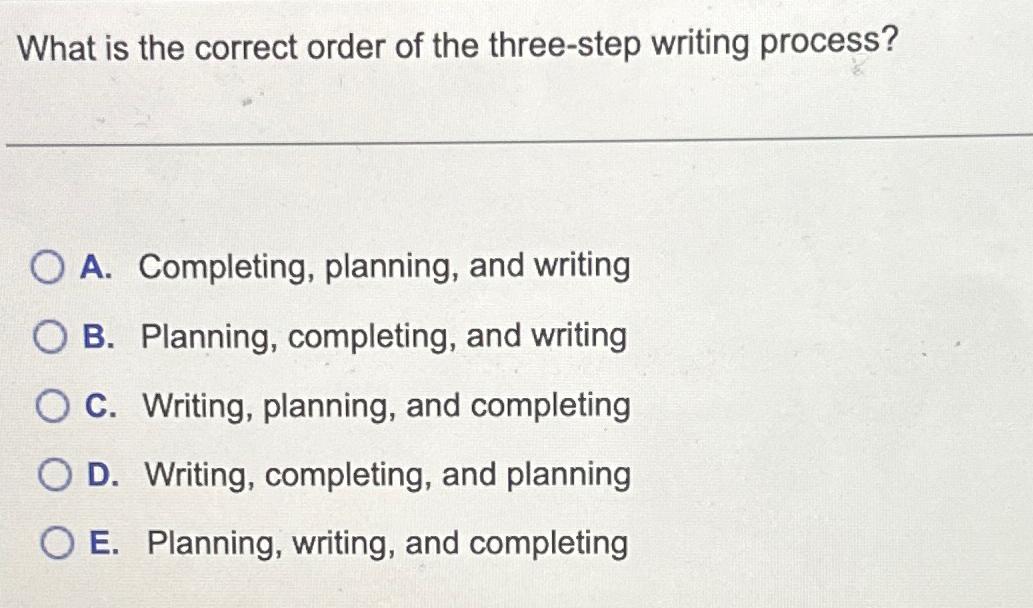 Solved What is the correct order of the three-step writing | Chegg.com