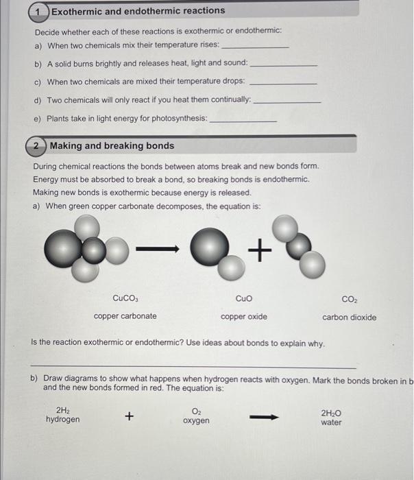 Solved Decide whether each of these reactions is exothermic | Chegg.com