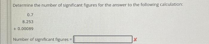Solved Determine the number of significant figures for the | Chegg.com