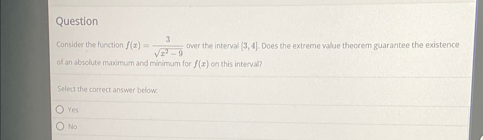 Solved QuestionConsider the function f(x)=3x2-92 ﻿over the | Chegg.com