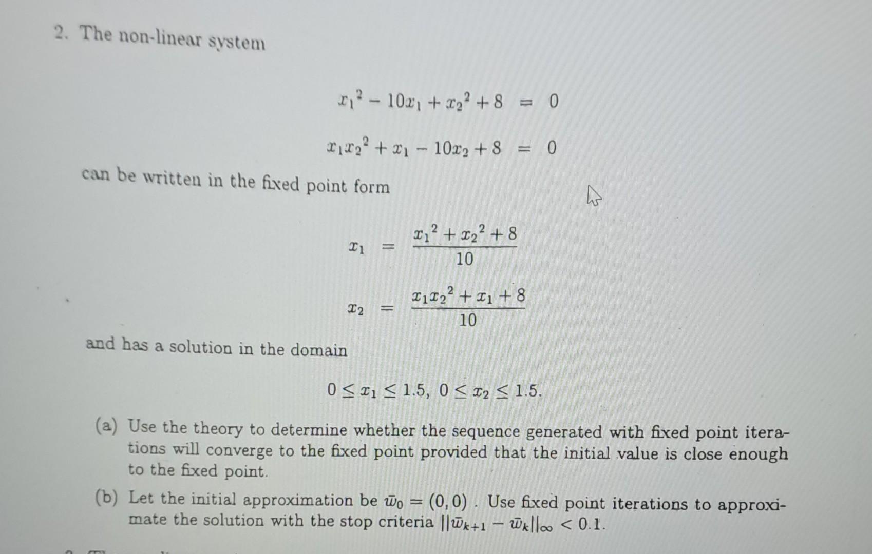 Solved 2. The non-linear system | Chegg.com