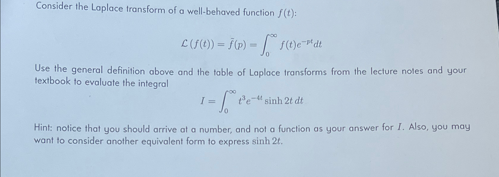 Solved Consider the Laplace transform of a well-behaved | Chegg.com