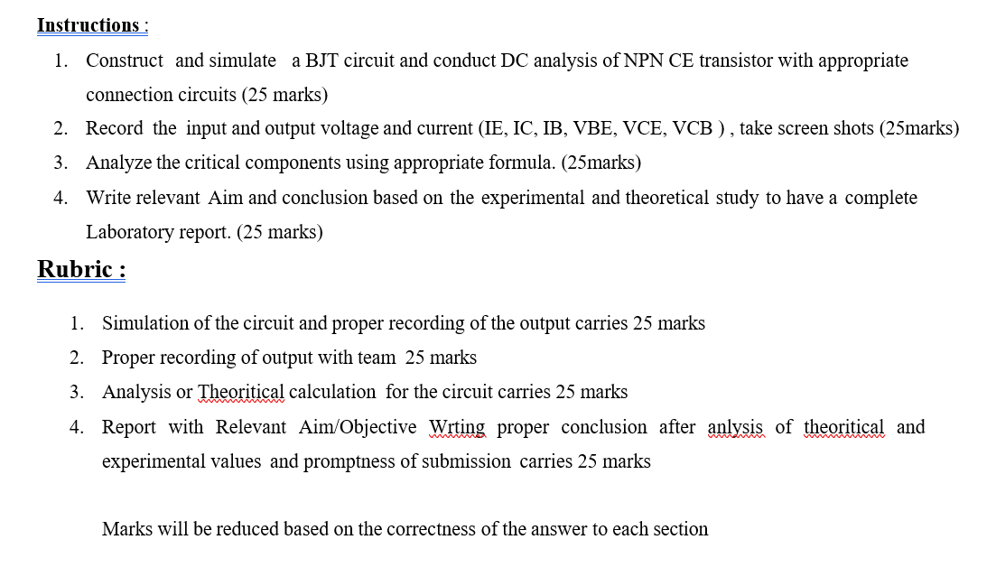 Solved Instructions :Construct and simulate a BJT circuit | Chegg.com