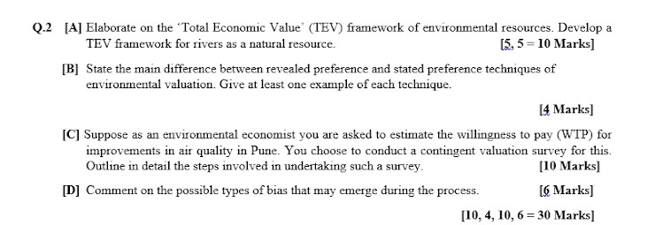Solved Q.2 [A] Elaborate on the 'Total Economic Value (TEV) | Chegg.com