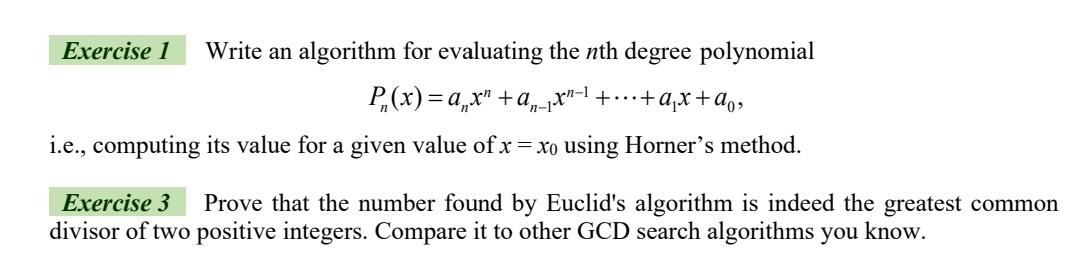 Solved Write an algorithm for evaluating the nth degree | Chegg.com