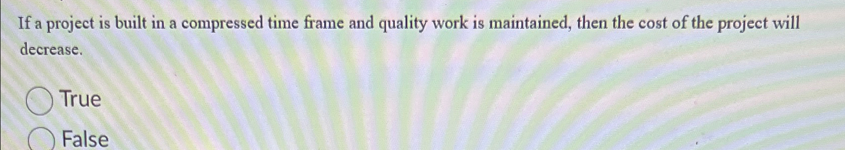 Solved If a project is built in a compressed time frame and | Chegg.com