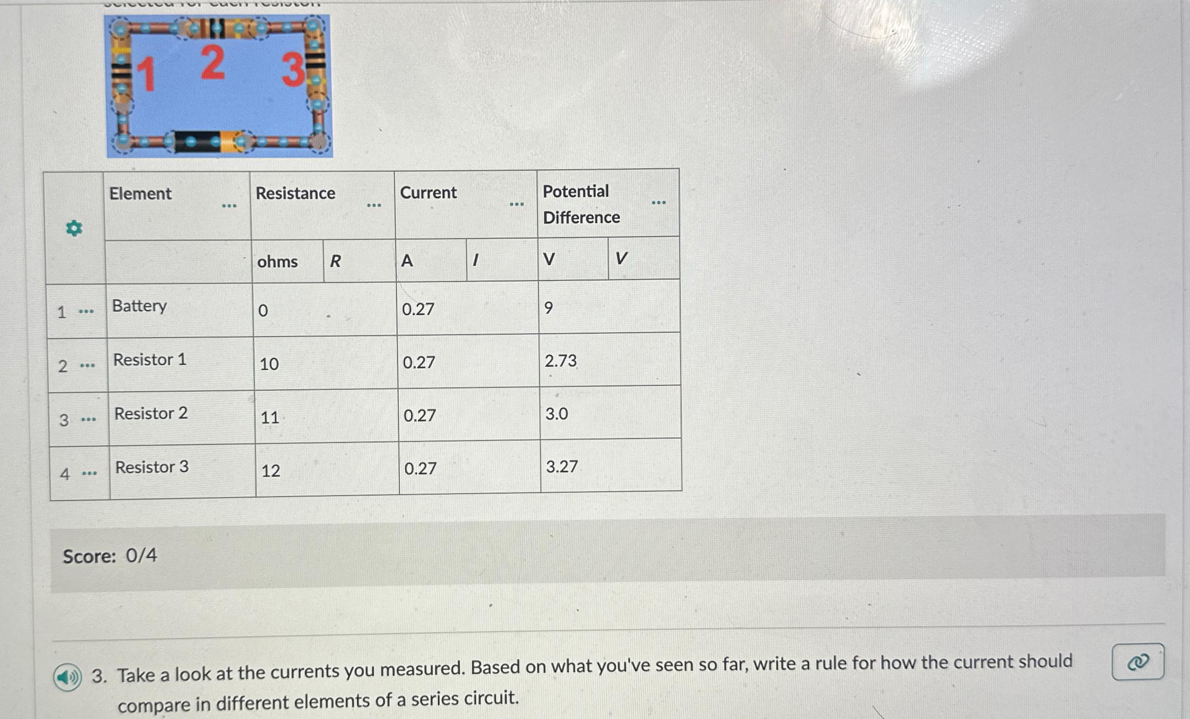 Solved \table[[$,Element,cdots,Resistance,Current,\table[[Po | Chegg.com