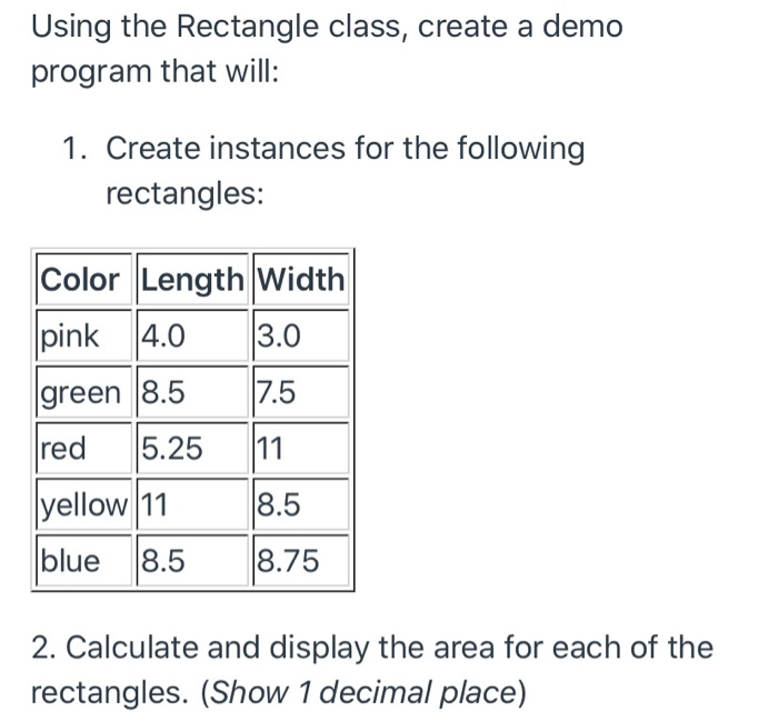 Using The Rectangle Class Create A Demo Program That 