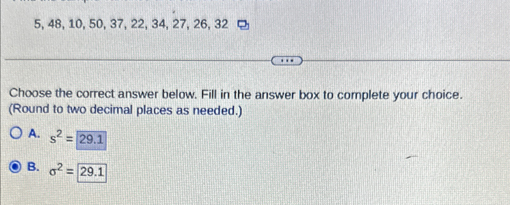Solved 5,48,10,50,37,22,34,27,26,32Choose the correct answer | Chegg.com