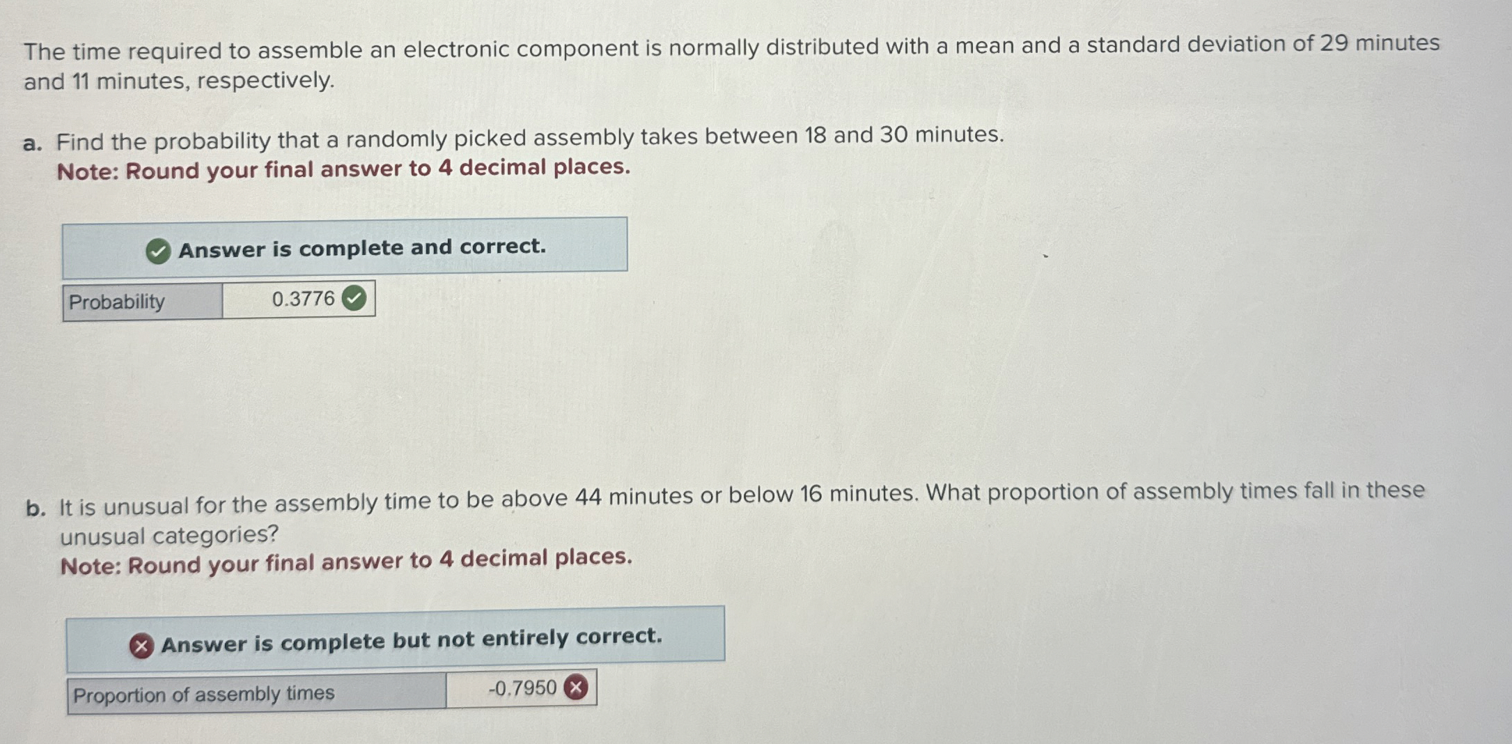 Solved The time required to assemble an electronic component | Chegg.com