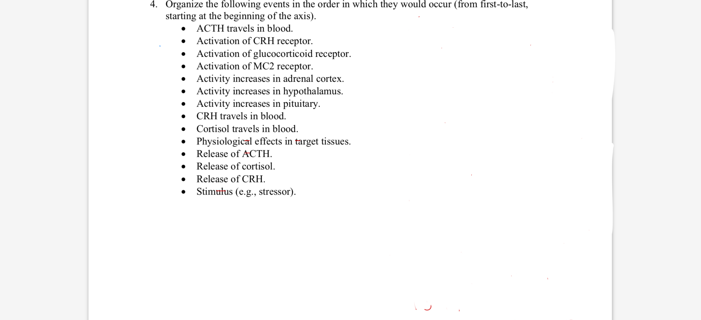 Solved Organize the following events in the order in which | Chegg.com