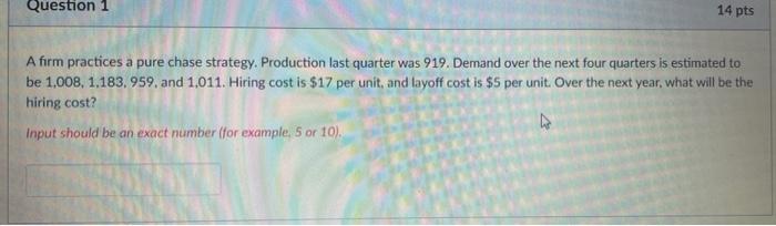 Solved A firm practices a pure chase strategy. Production | Chegg.com