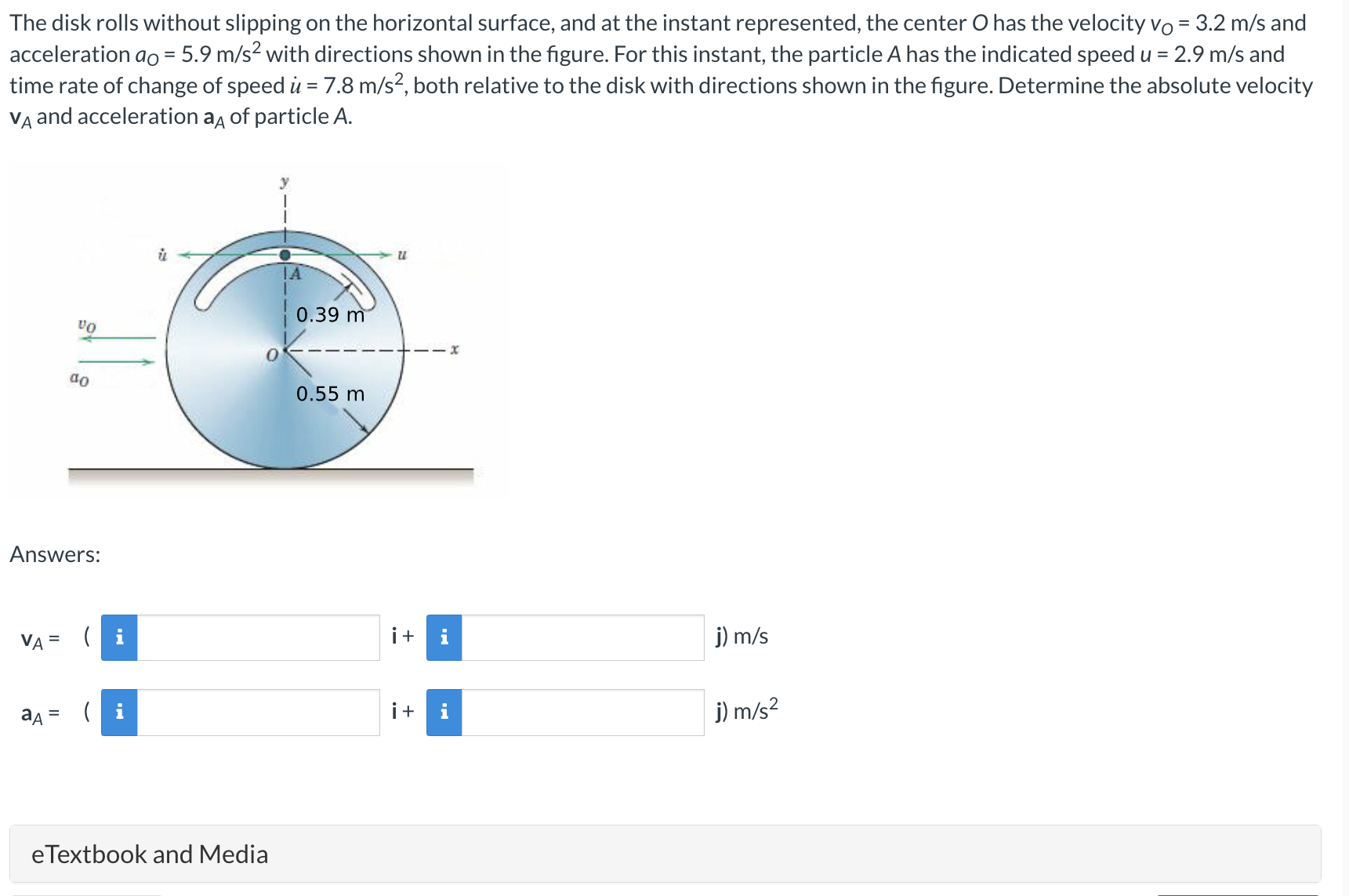 Solved The disk rolls without slipping on ﻿the horizontal | Chegg.com