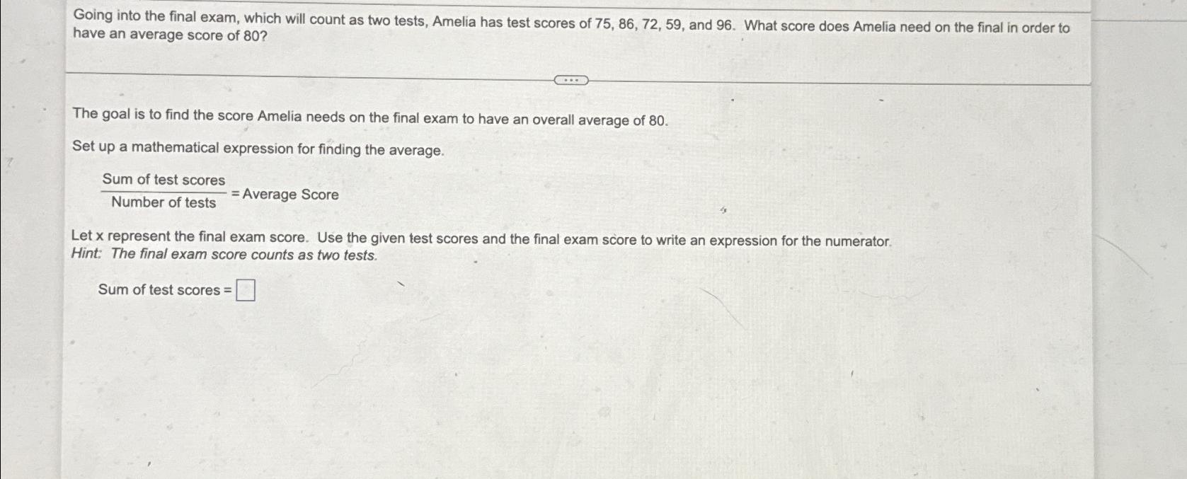 Solved Going into the final exam, which will count as two | Chegg.com
