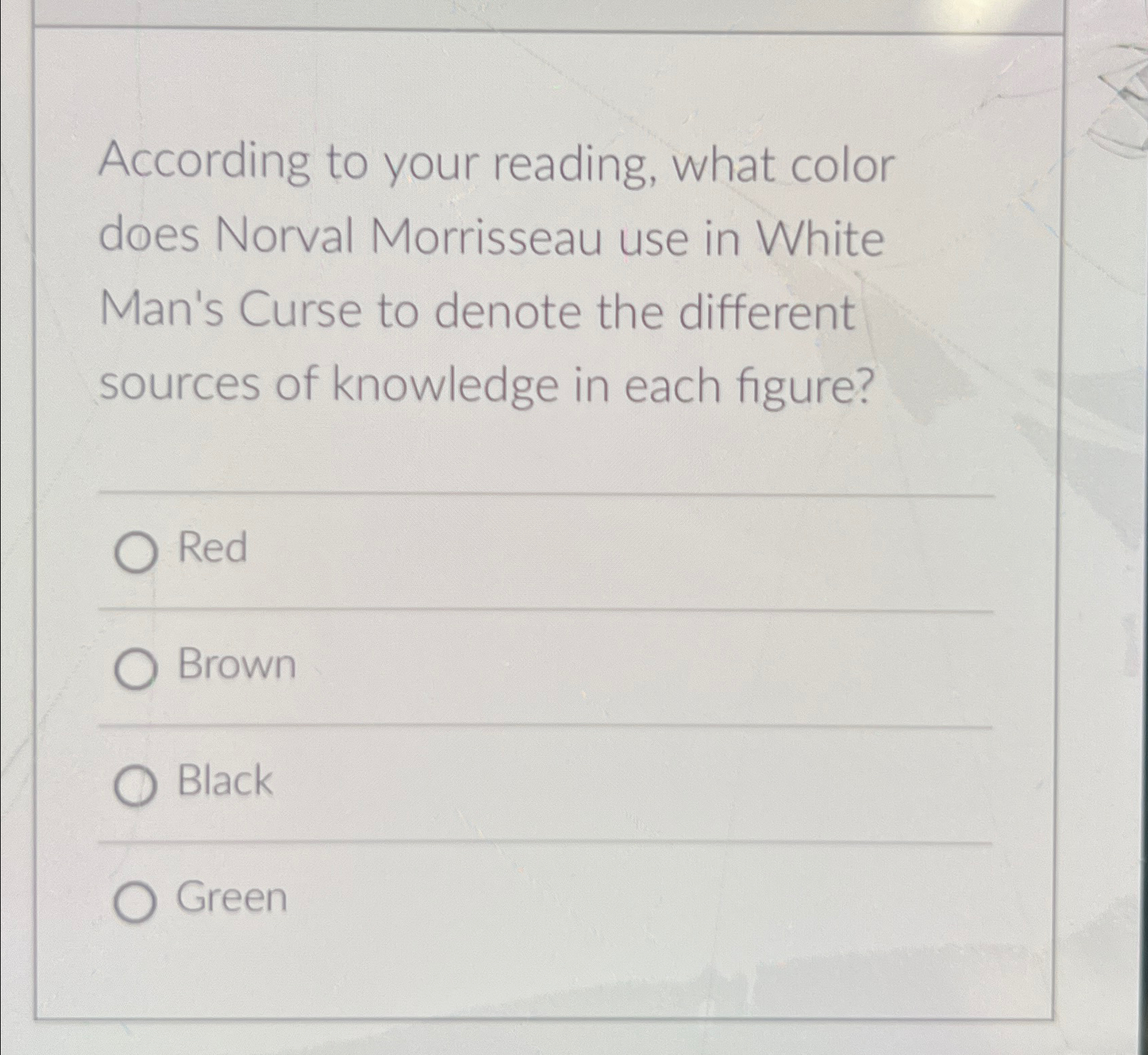 Solved According to your reading, what color does Norval | Chegg.com