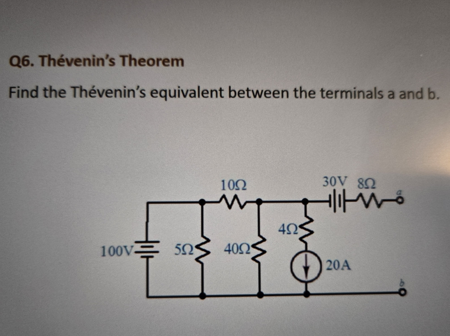 Q6. ﻿Thévenin's TheoremFind the Thévenin's equivalent | Chegg.com