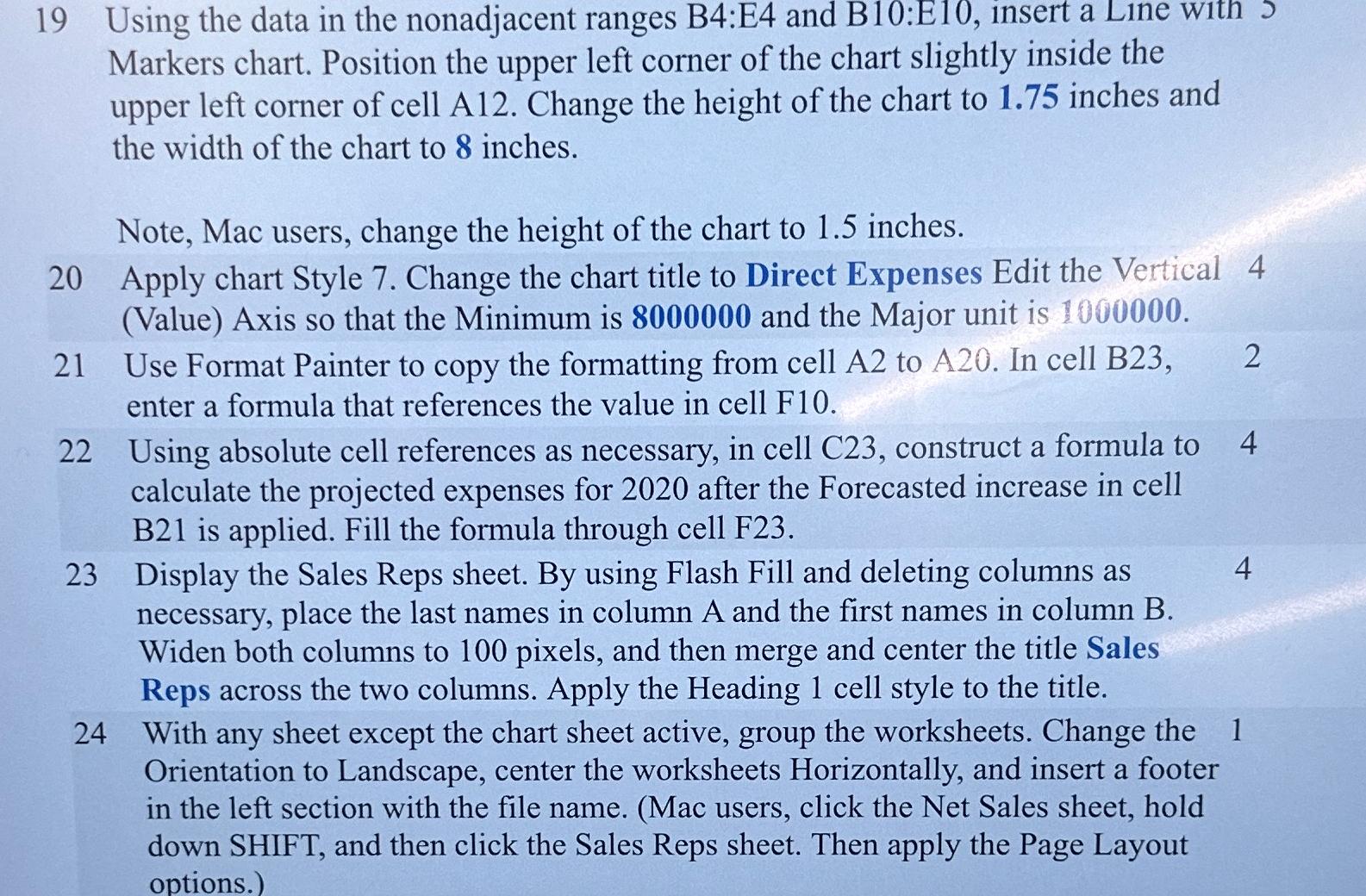 Solved 19 ﻿Using the data in the nonadjacent ranges B4:E4 | Chegg.com